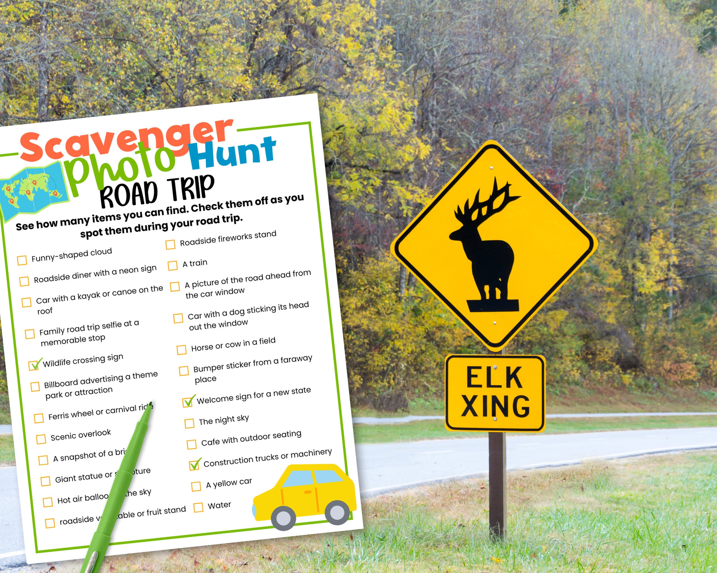 Road Trip Scavenger Hunt Printables - Family Printable Game for ...