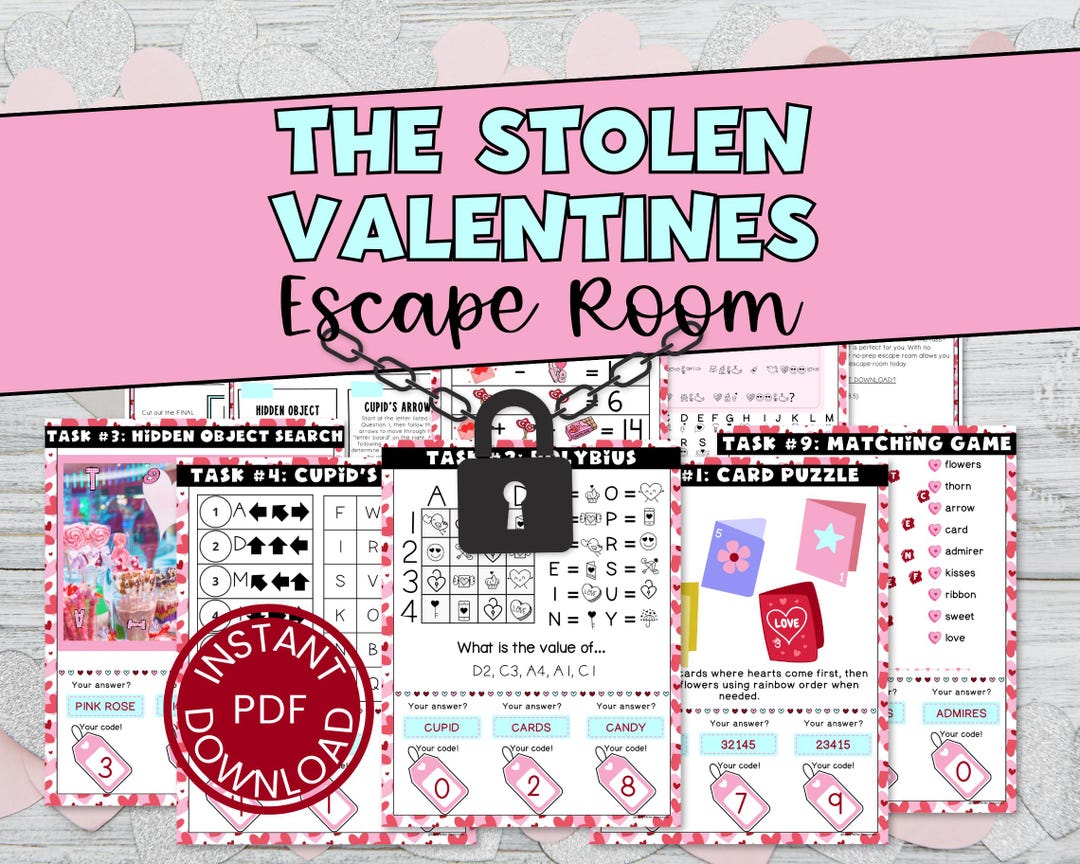Valentine's Day Escape Room - the Stolen Valentine's Escape Room Game ...