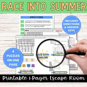 End of School Year Escape Room: Race Into Summer One-pager (PDF) - Etsy