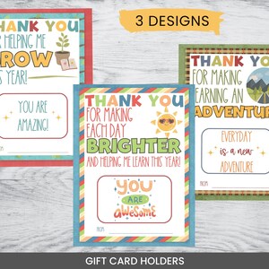 Teacher Appreciation Gift Card Holders Set 2 - Printable Instant ...