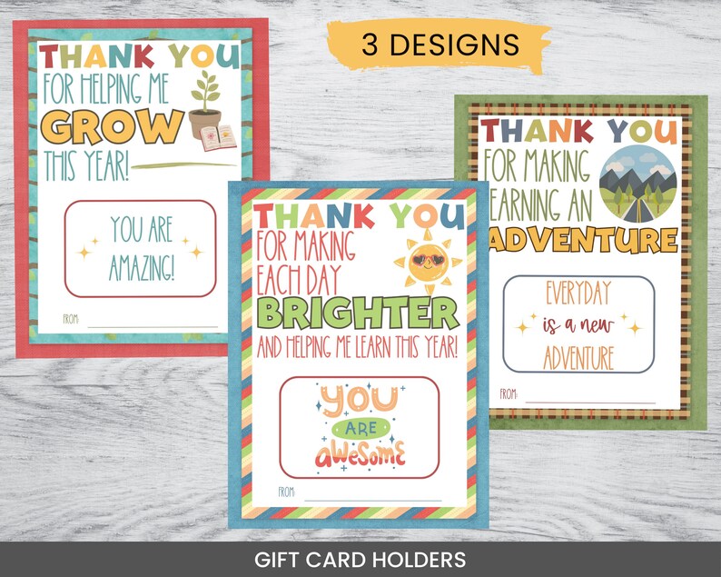 Teacher Appreciation Gift Card Holders Set 2 - Printable Instant ...