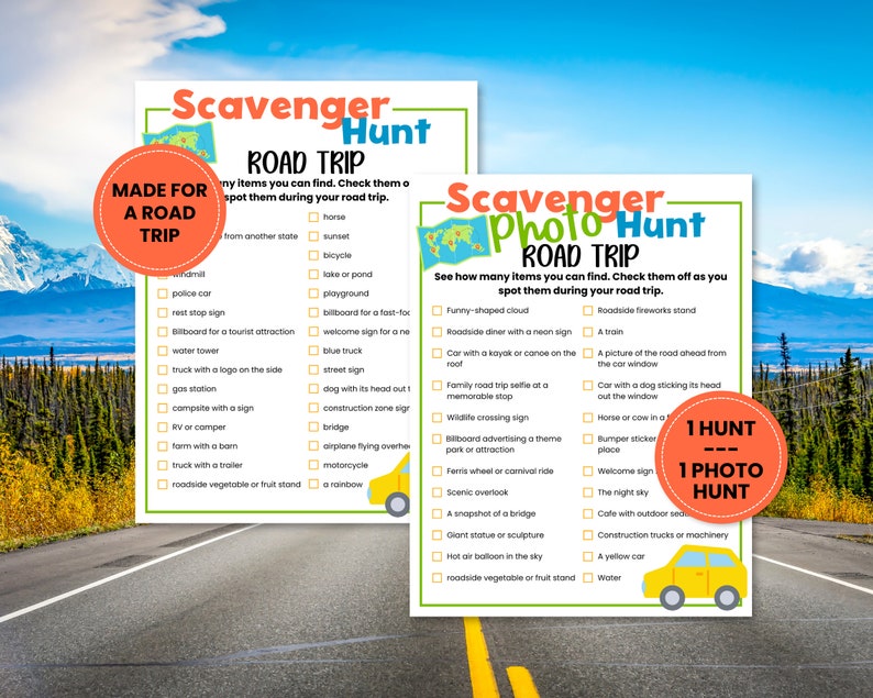 Road Trip Scavenger Hunt Printables - Family Printable Game for ...