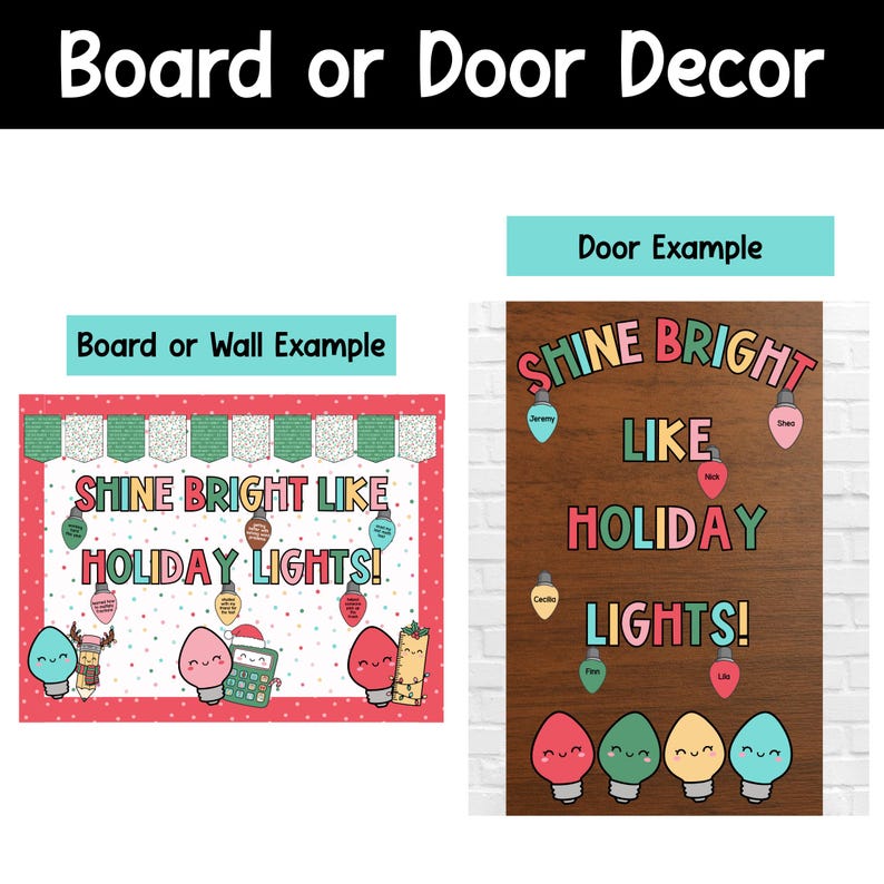 Christmas Math Growth Classroom Bulletin Board Kit: Shine Bright ...