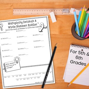 Multiplying Decimals and Whole Numbers Math Riddles - Fun No Prep ...