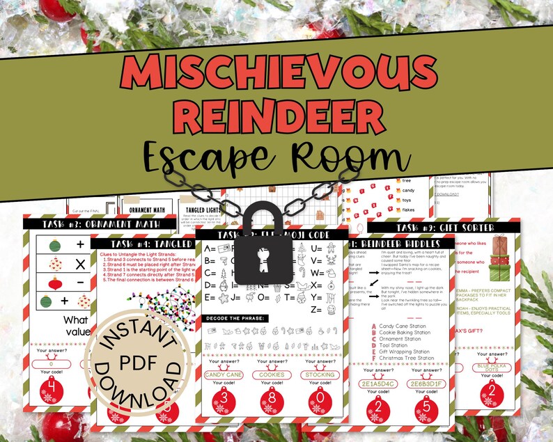 Mischievous Reindeer Escape Room for Tweens and Kids - Christmas Escape ...