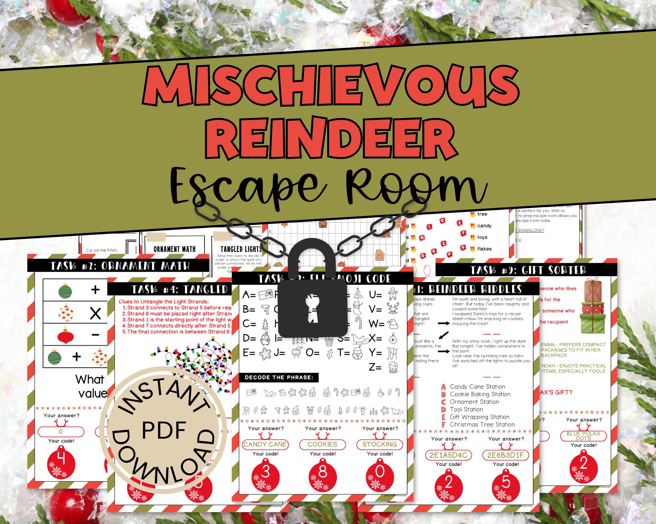 Mischievous Reindeer Escape Room for Tweens and Kids - Christmas Escape ...