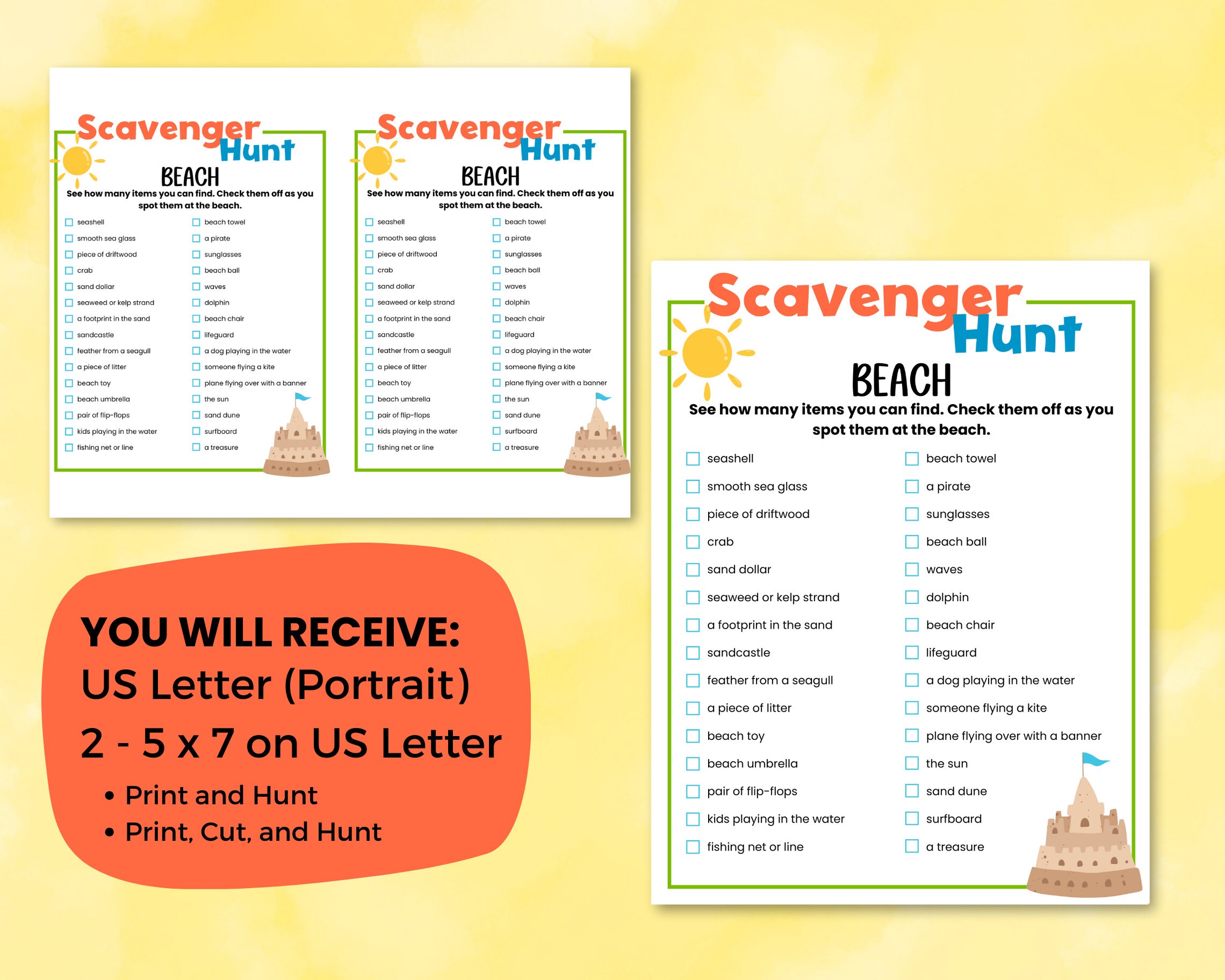 Scavenger Hunt Printables - Beach, Camping, & Road Trip Themed ...