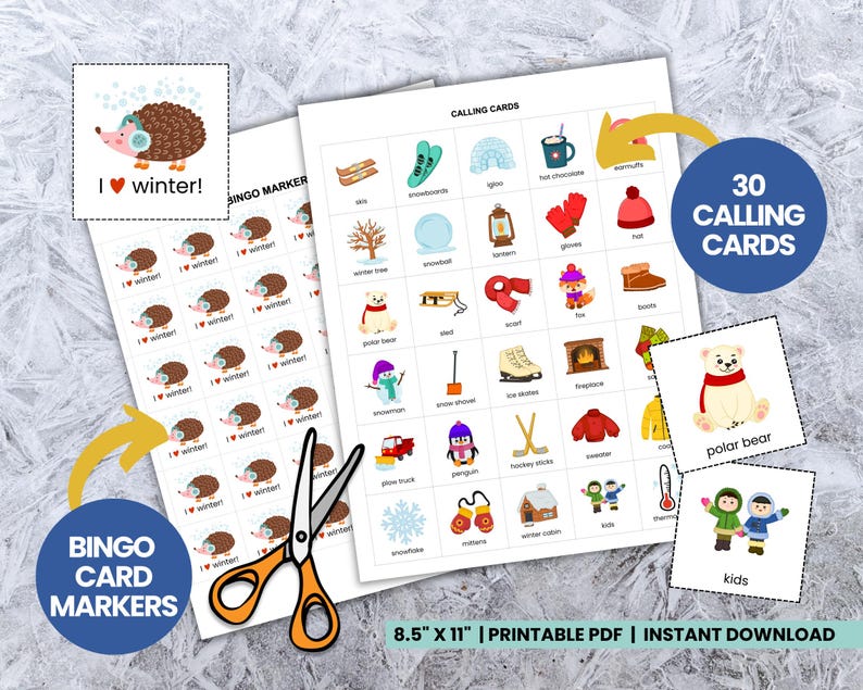 Winter Bingo Game for Kids - Fun Family Game Night Activity With 50 ...