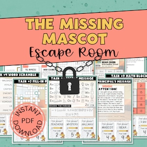 Back to School Escape Room - the Missing Mascot - Fun Printable Puzzle ...