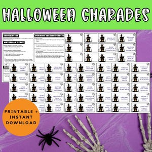 Halloween Charades Game for Teens & Adults - Printable Halloween Party ...