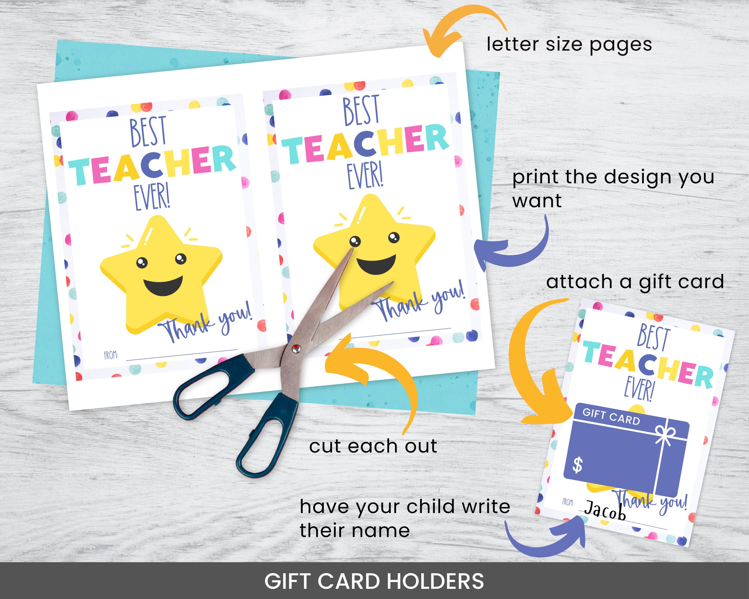 Teacher Appreciation Gift Card Holders - Printable Instant Download ...