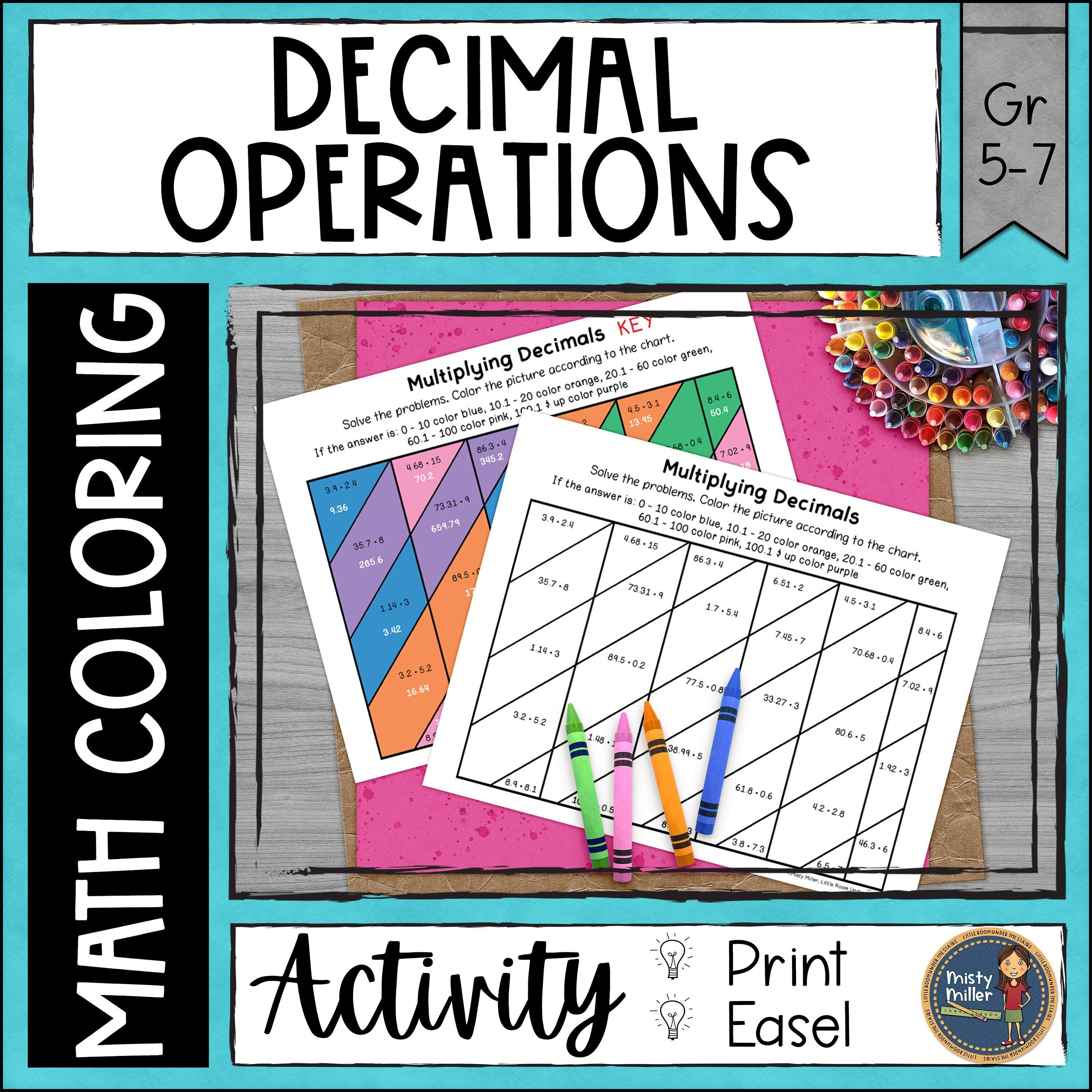 Decimal Operations Color by Number Math Worksheets Packet No Prep Math ...