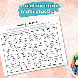 Integer Operations Math Color by Number Pages - Worksheets Packet - No ...