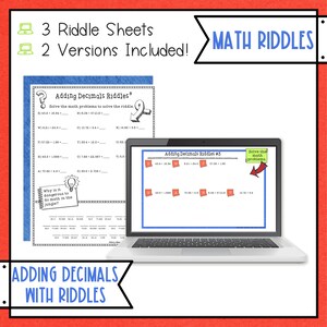 Adding Decimal Math Riddles Fun No Prep Worksheets Digital and Print ...