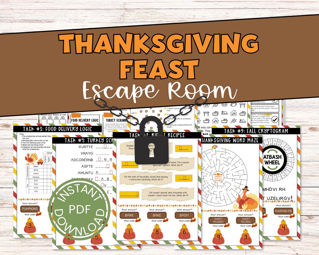 Thanksgiving Escape Room for Tweens, Teens, & Kids - Friendsgiving ...