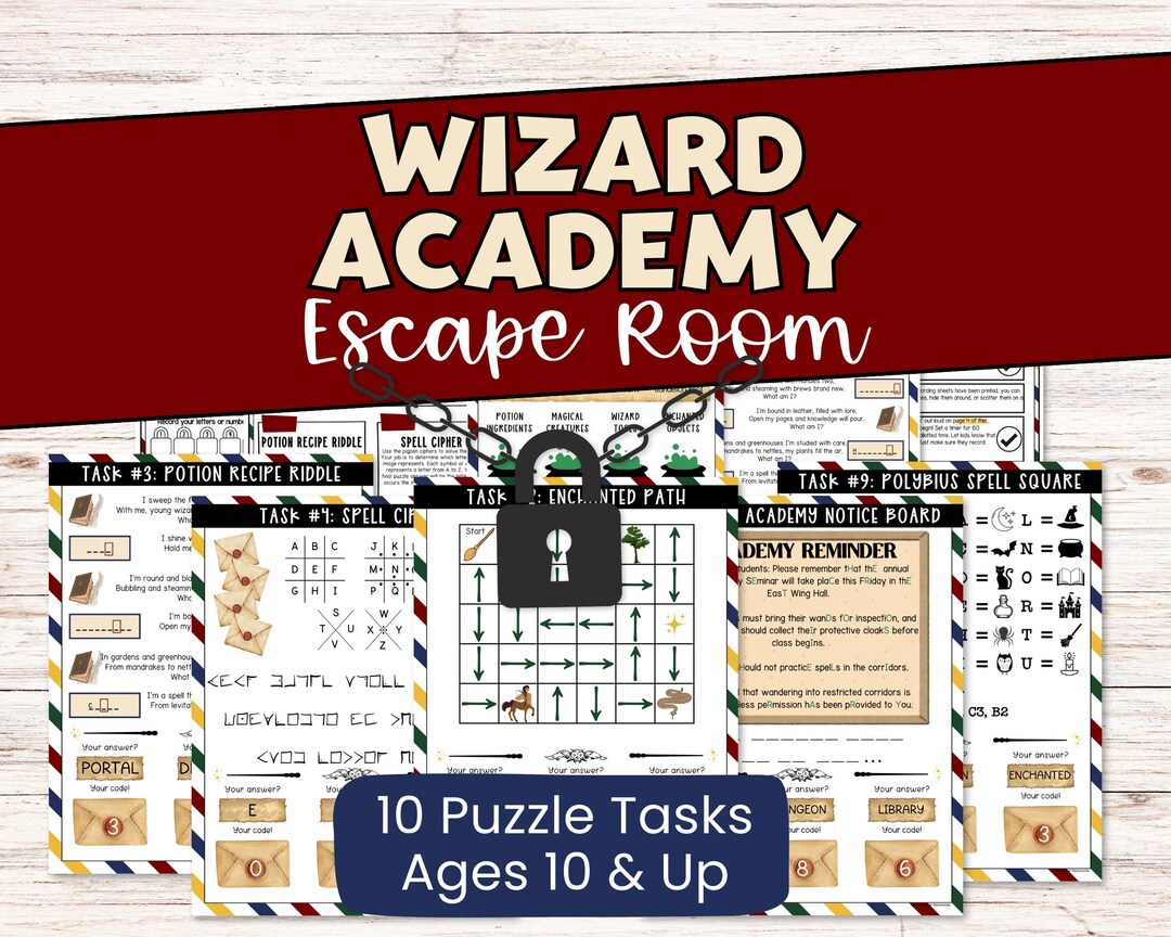 Wizard School Escape Room for Tweens & Kids, Halloween Printable Game ...