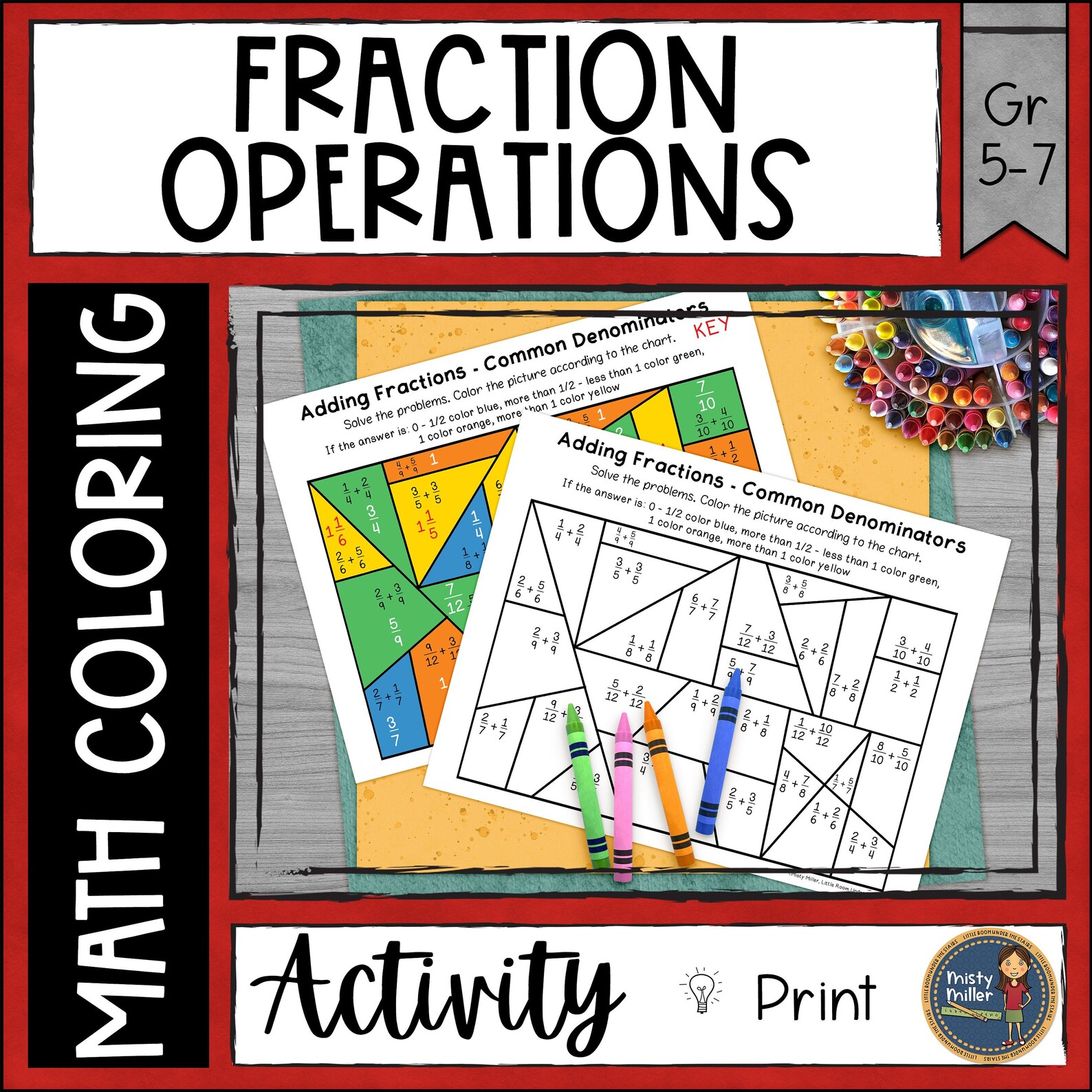 Fraction Operations Math Color by Number Pages Math Worksheets No Prep ...