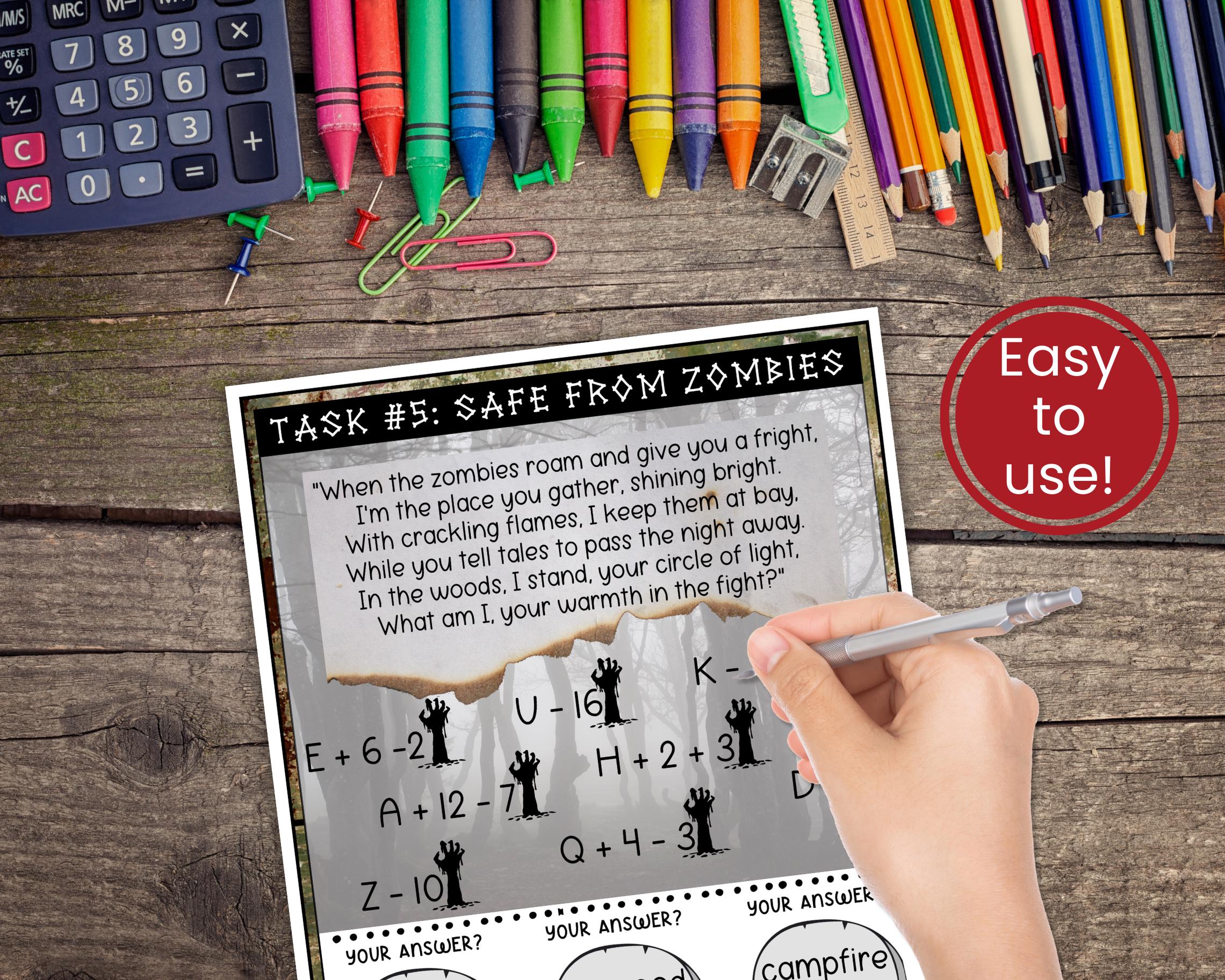 Zombie Campout Escape Room - Halloween Escape Room - Fun Printable ...
