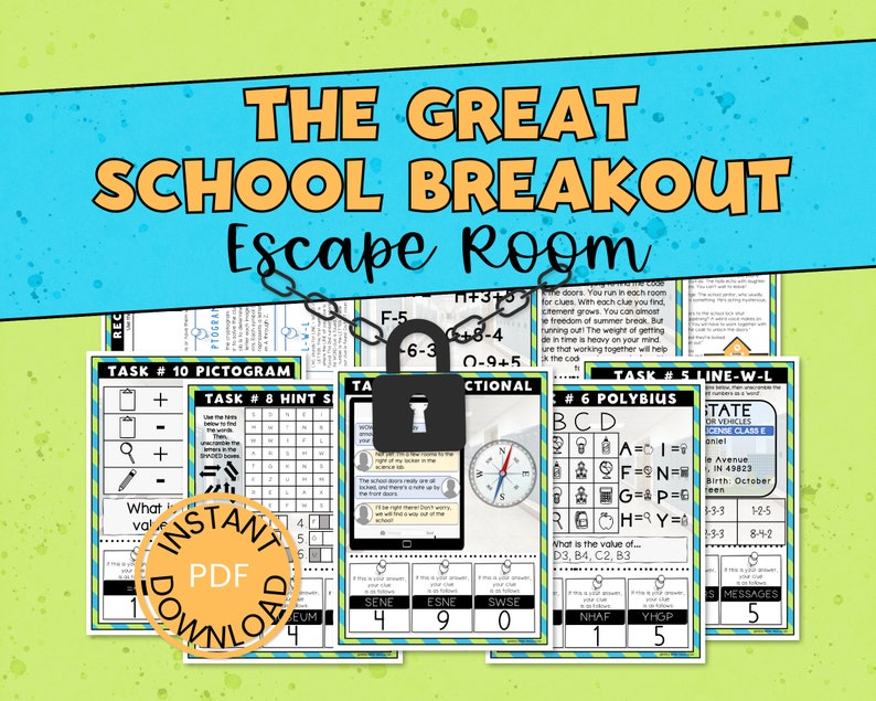 End of School Year Breakout Escape Room for Tweens and Kids - Printable ...