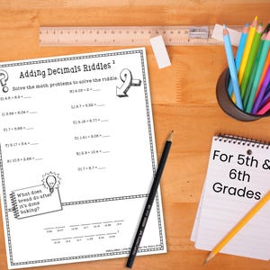 Adding Decimal Math Riddles Fun No Prep Worksheets Digital and Print ...