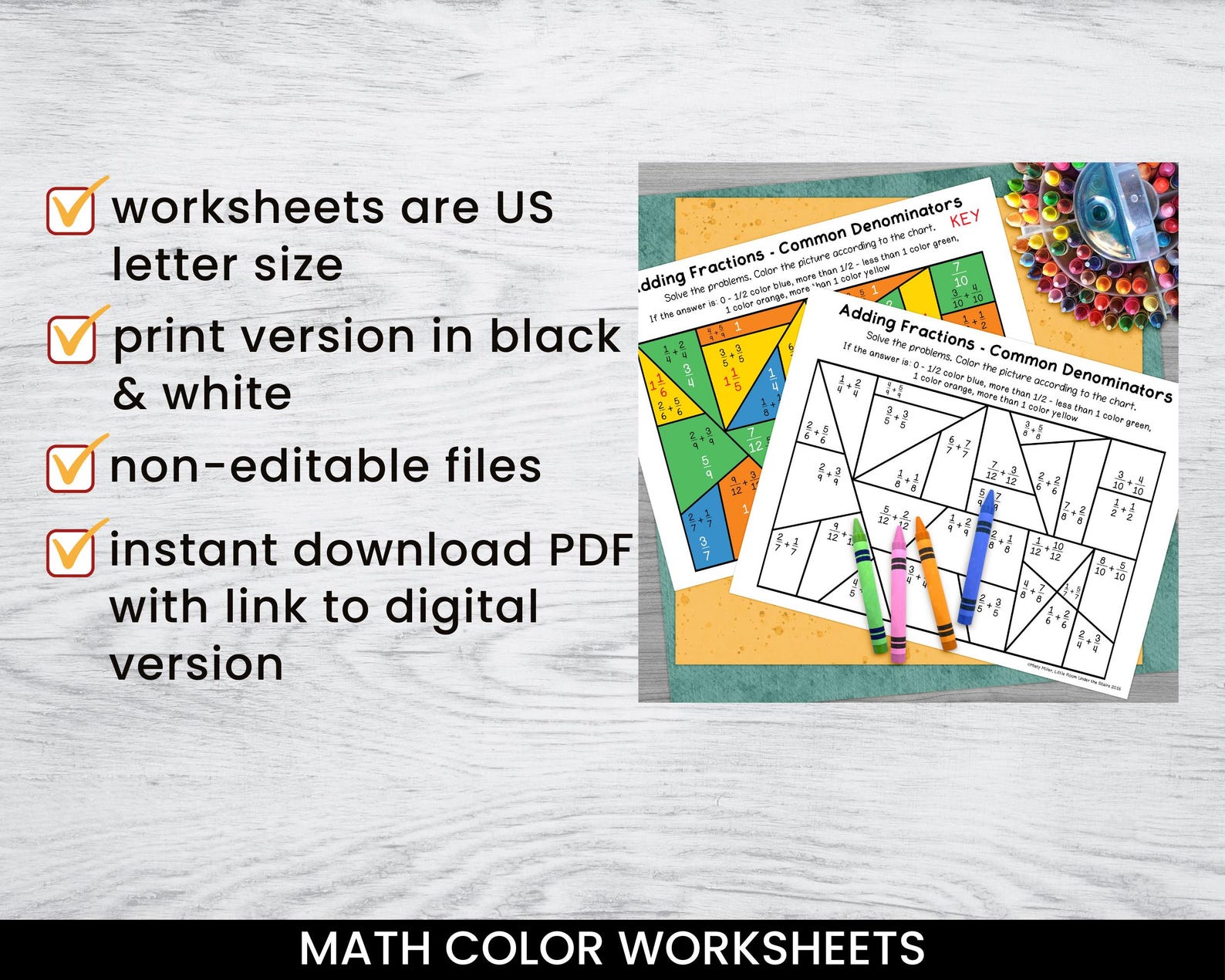 Fraction Operations Math Color by Number Pages - Math Worksheets - No ...