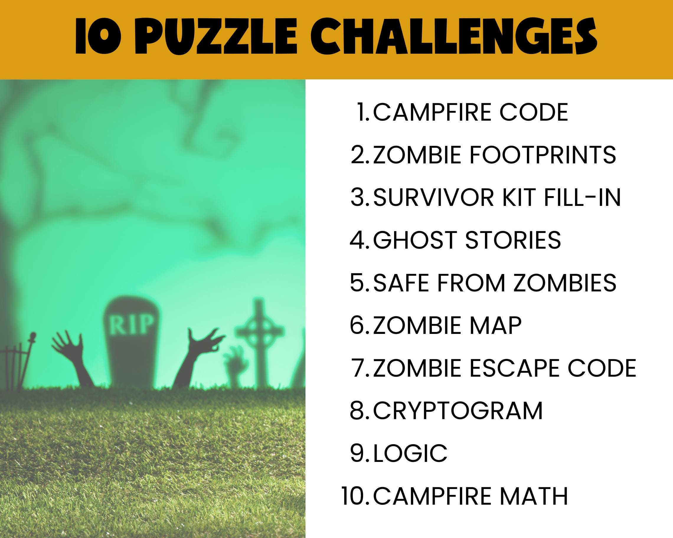 Zombie Campout Escape Room - Halloween Escape Room - Fun Printable ...