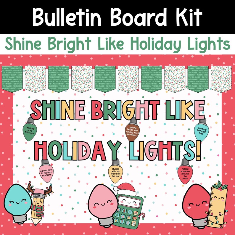 Christmas Math Growth Classroom Bulletin Board Kit: Shine Bright ...