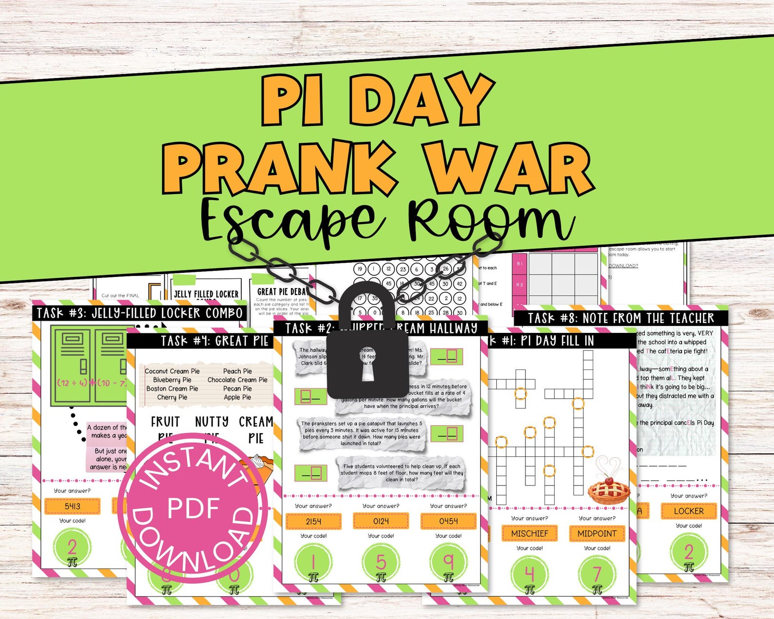 Pi Day Escape Room - Fun Printable Puzzle Game for Kids, Tweens - Pi ...