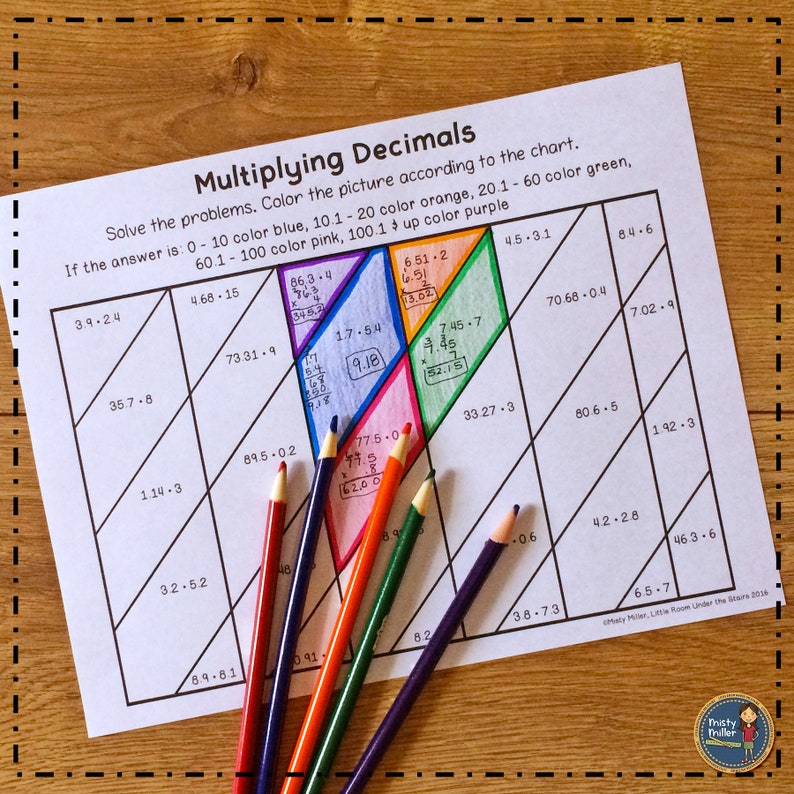 Decimal Operations Color by Number Math Worksheets Packet No Prep Math ...