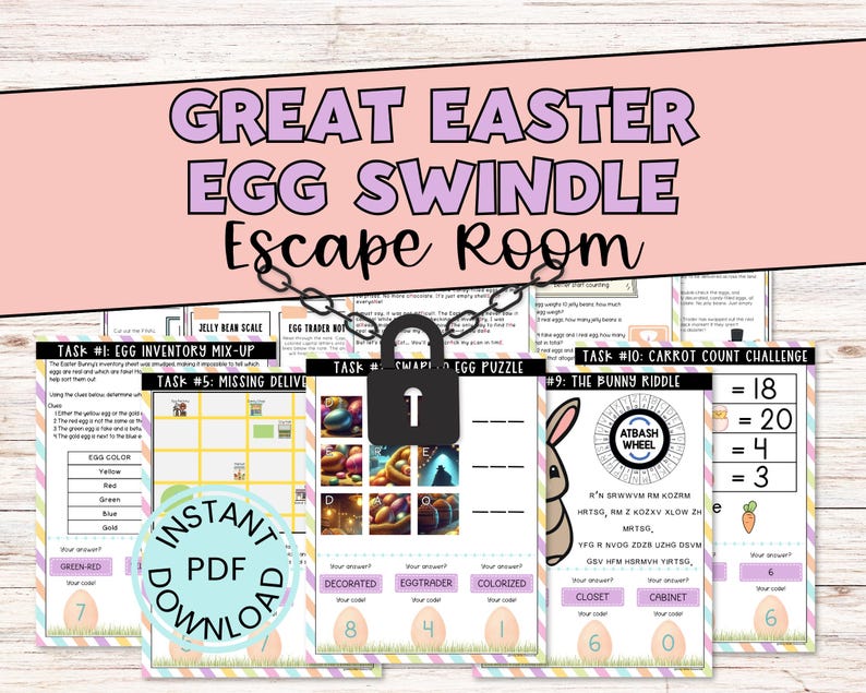 Easter Escape Room for Tweens and Kids - Printable Easter Egg Puzzle ...