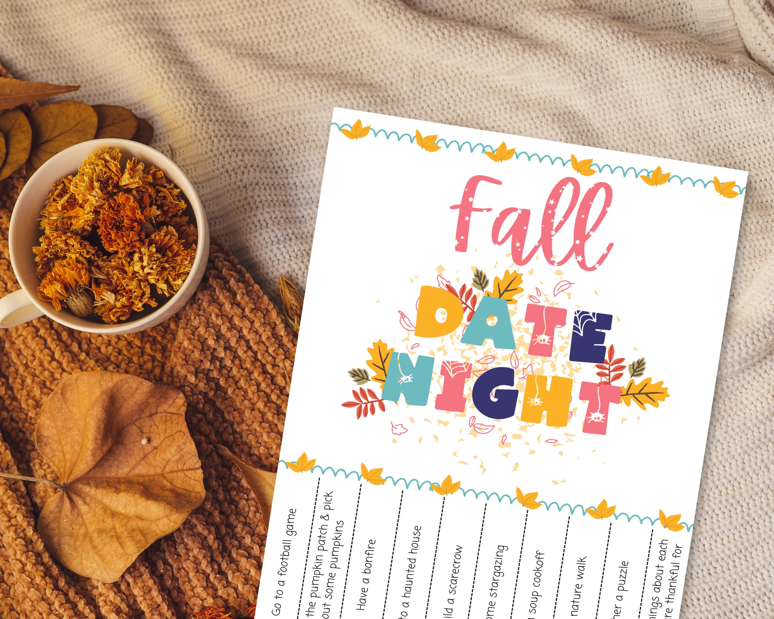 50 Date Ideas on Tear off Flyers - Seasonal Date Night Fun - Etsy