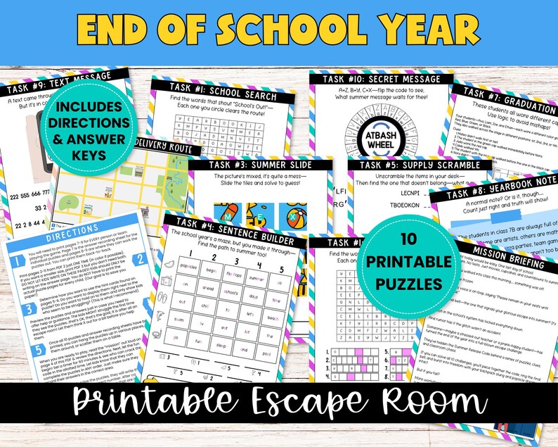 Printable Escape Room for Tweens, Teens, & Kids - End of the School ...