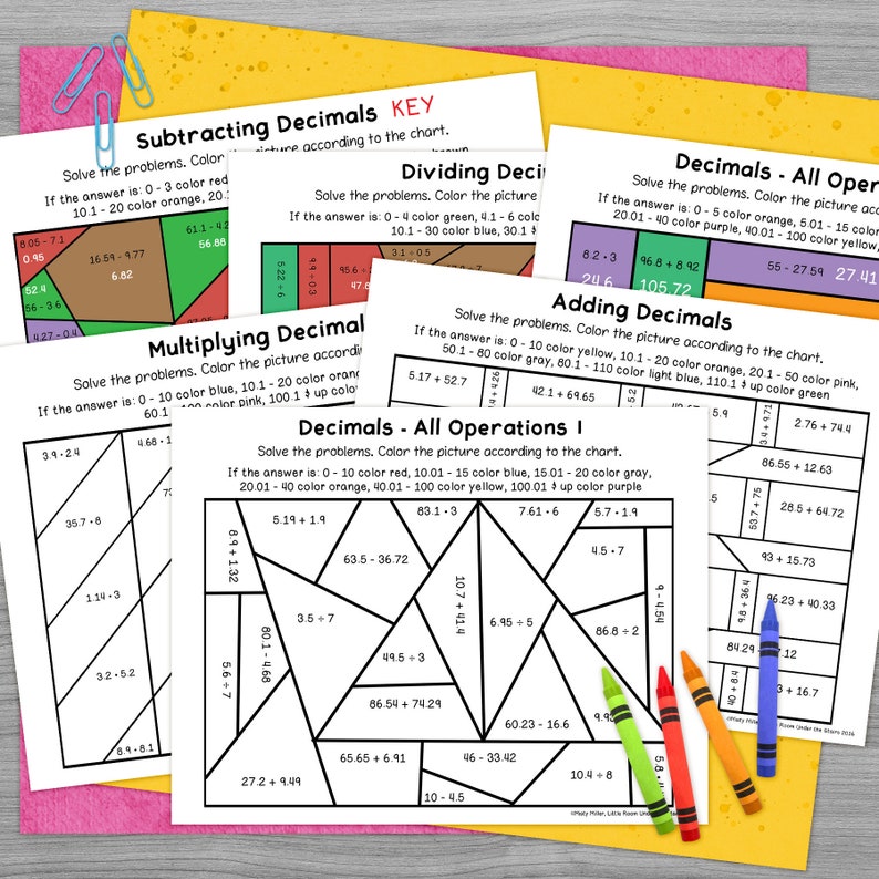 Decimal Operations Color by Number Math Worksheets Packet No Prep Math ...