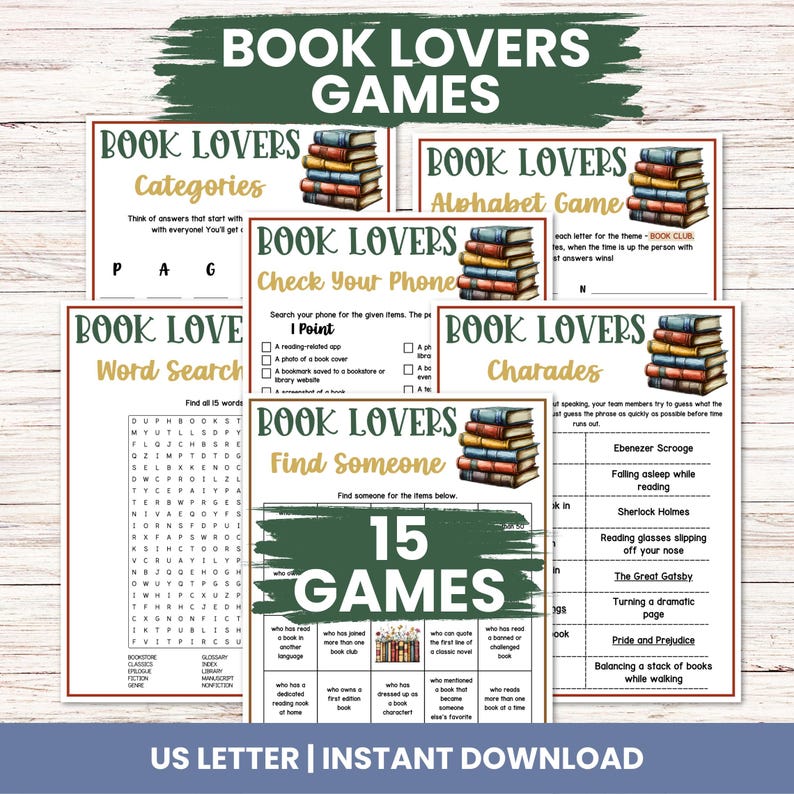 Book Club Games Bundle, Book Lovers Party Game Icebreakers, Reading ...