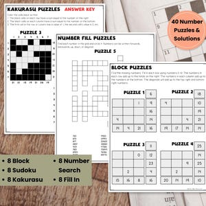 Engaging Number Puzzles Bundle for Kids - Sudoku, Kakurasu, Number ...