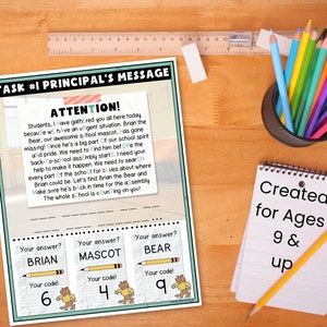 Back to School Escape Room - the Missing Mascot - Fun Printable Puzzle ...