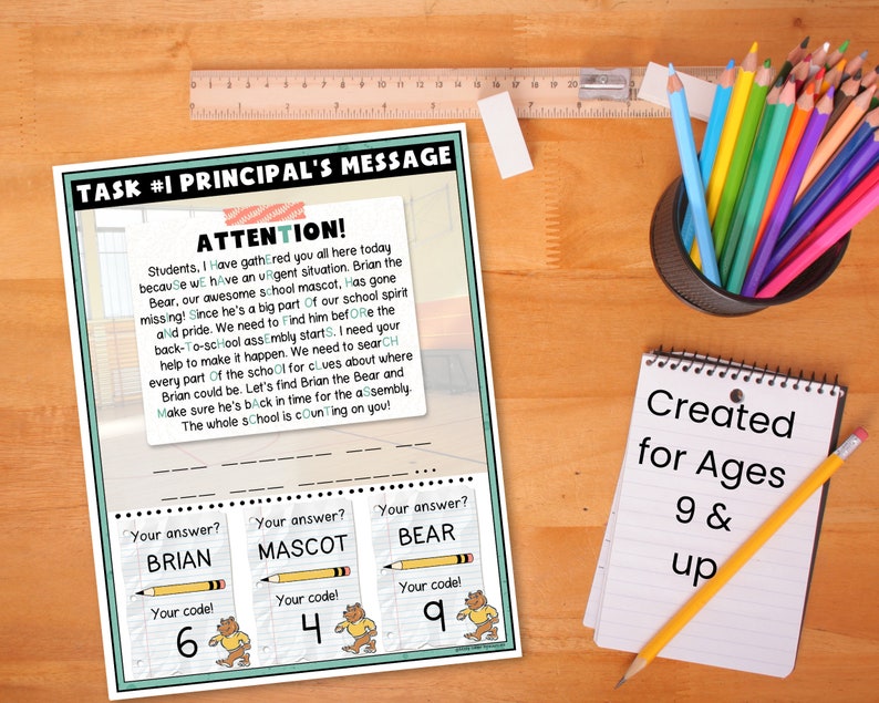 Back to School Escape Room - the Missing Mascot - Fun Printable Puzzle ...
