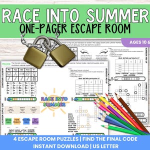 End of School Year Escape Room: Race Into Summer One-pager (PDF) - Etsy