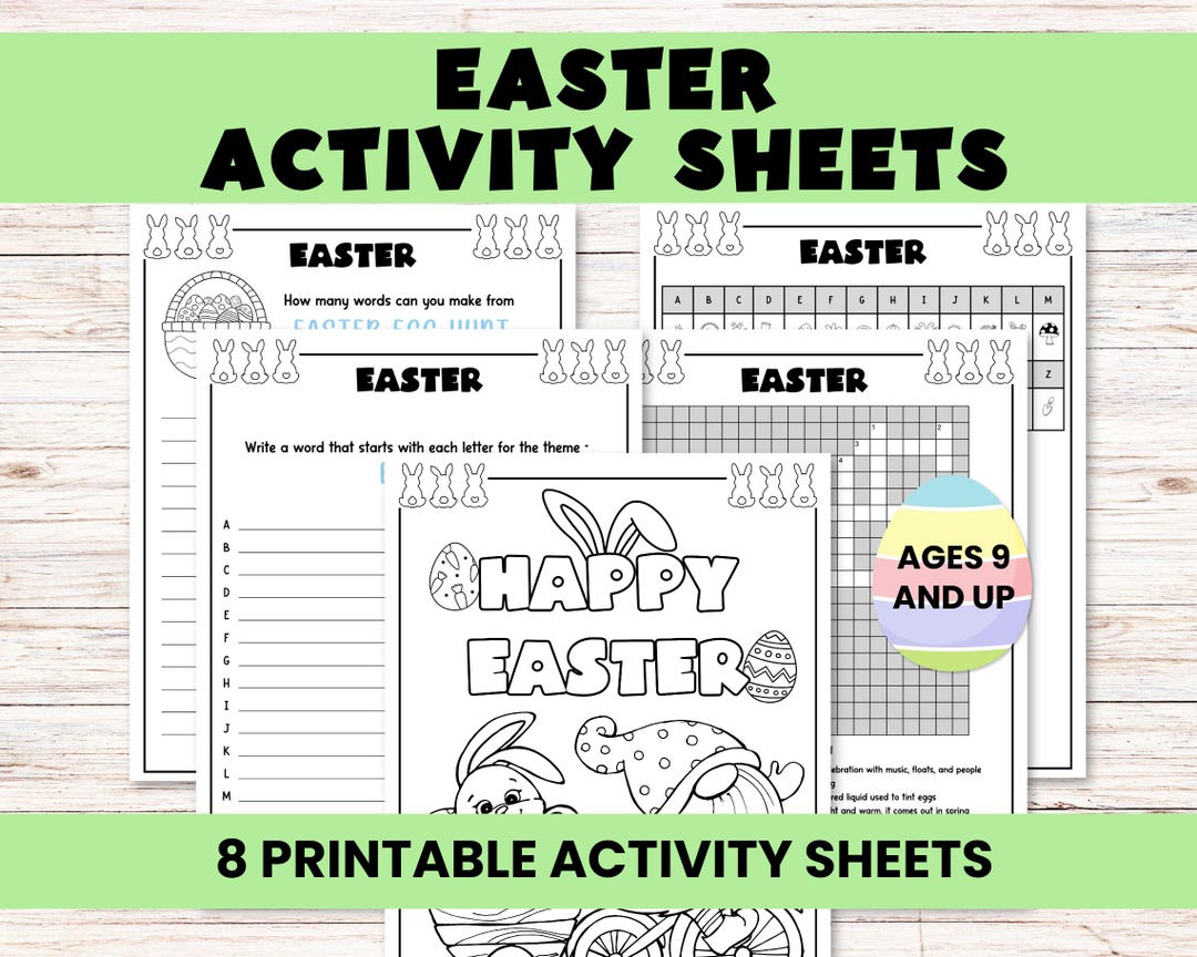 Easter Printable Activity Pack for Kids - Word Puzzles, Coloring Pages ...