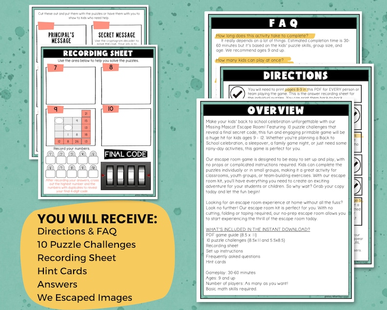Back to School Escape Room - the Missing Mascot - Fun Printable Puzzle ...