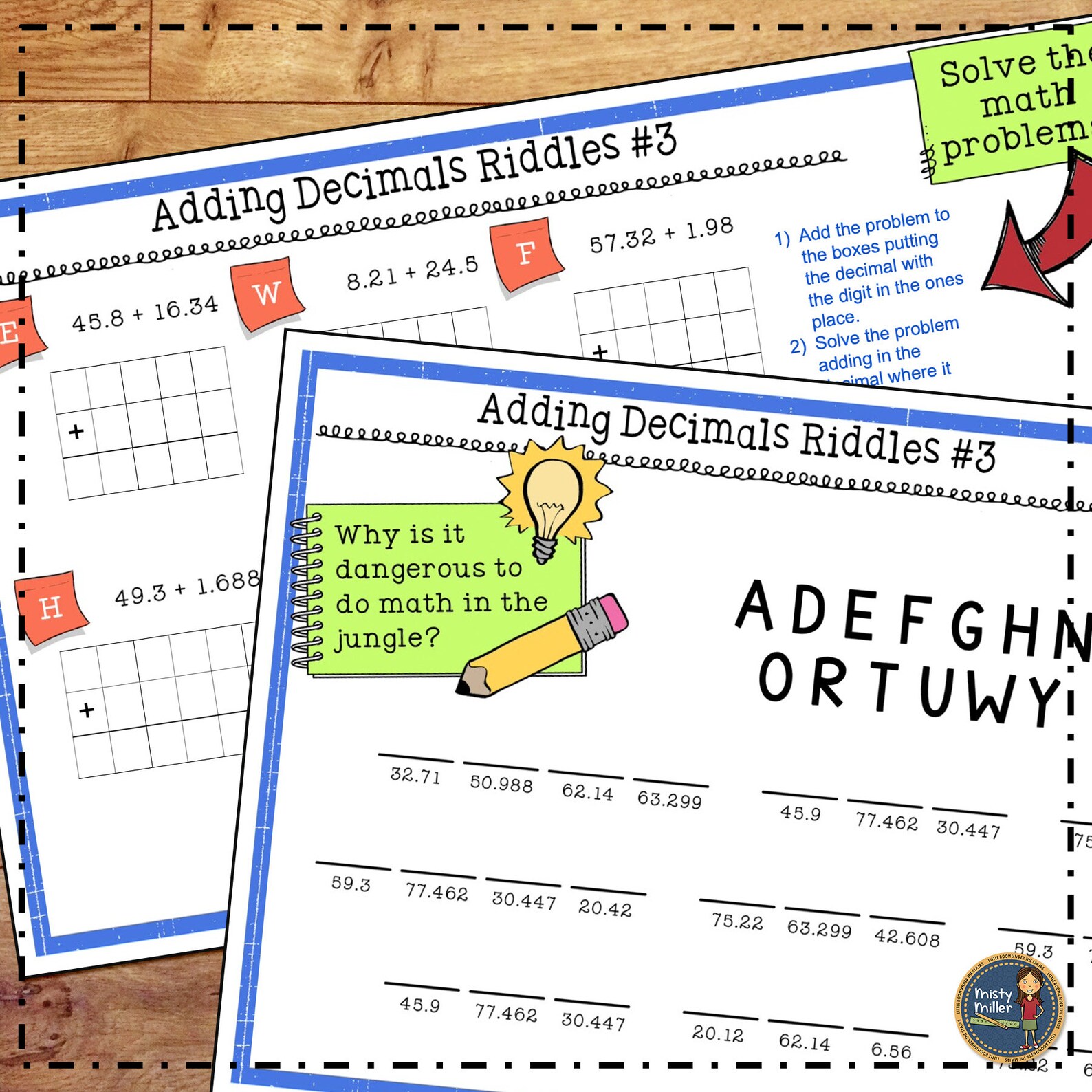 Adding Decimal Math Riddles Fun No Prep Worksheets Digital and Print ...