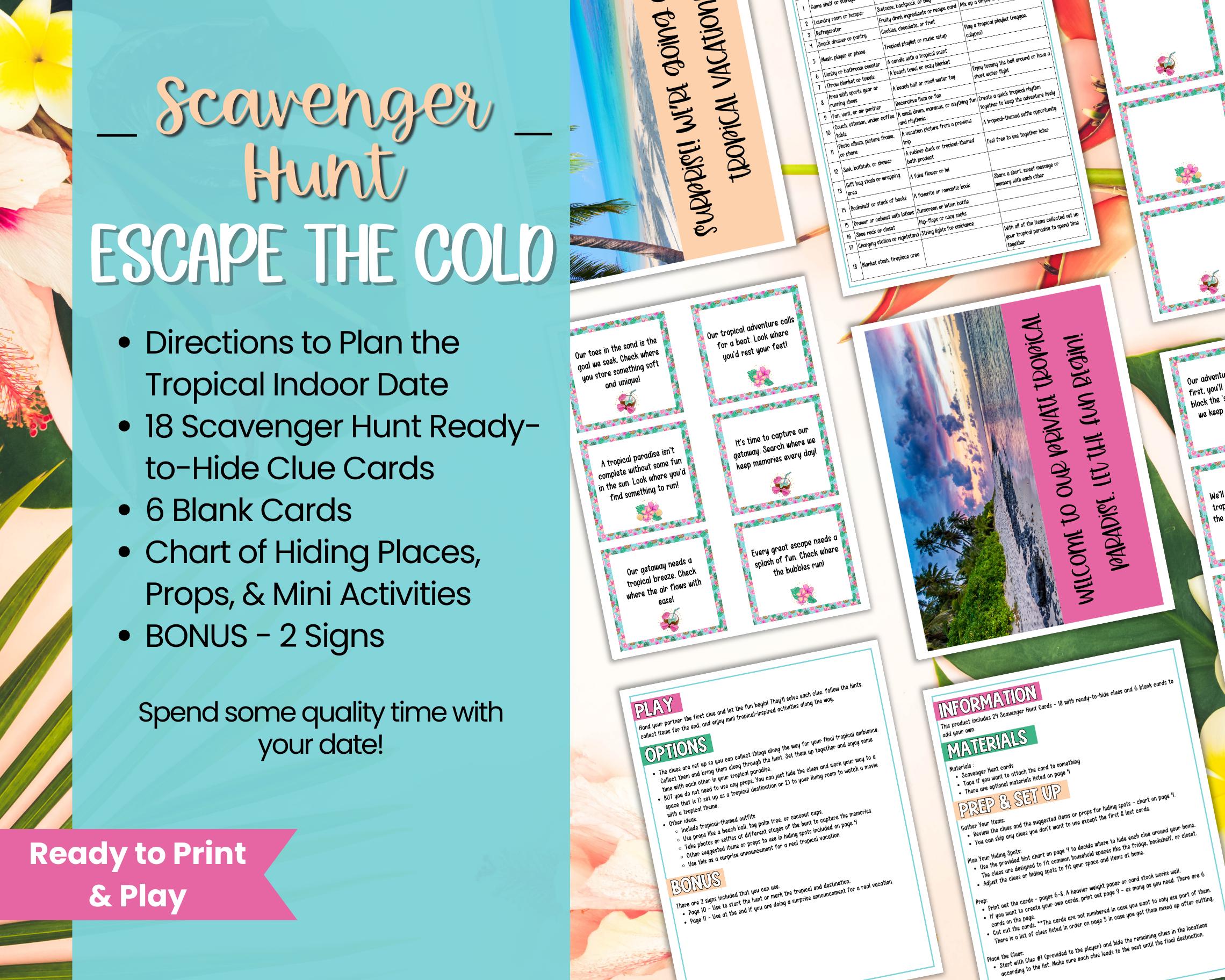 Adult Scavenger Hunt for Date Night - Printable Indoor Scavenger Hunt ...