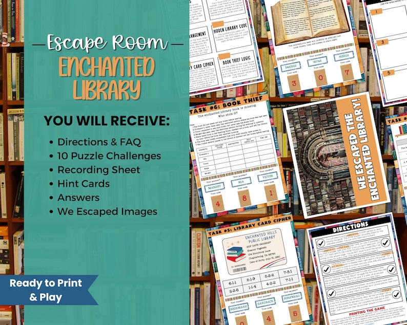 Printable Escape Room for Tweens, Teens, & Kids - the Enchanted Library ...