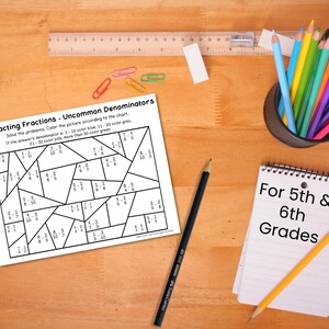 Fraction Operations Math Color by Number Pages - Math Worksheets - No ...