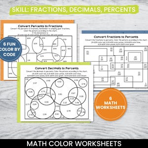 Converting Fractions Decimals and Percents Activity - Math Color by ...
