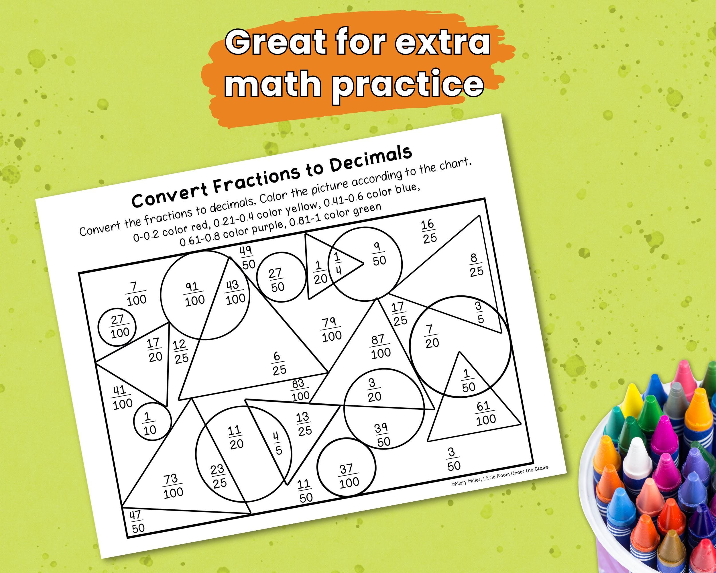 Converting Fractions Decimals and Percents Activity - Math Color by ...