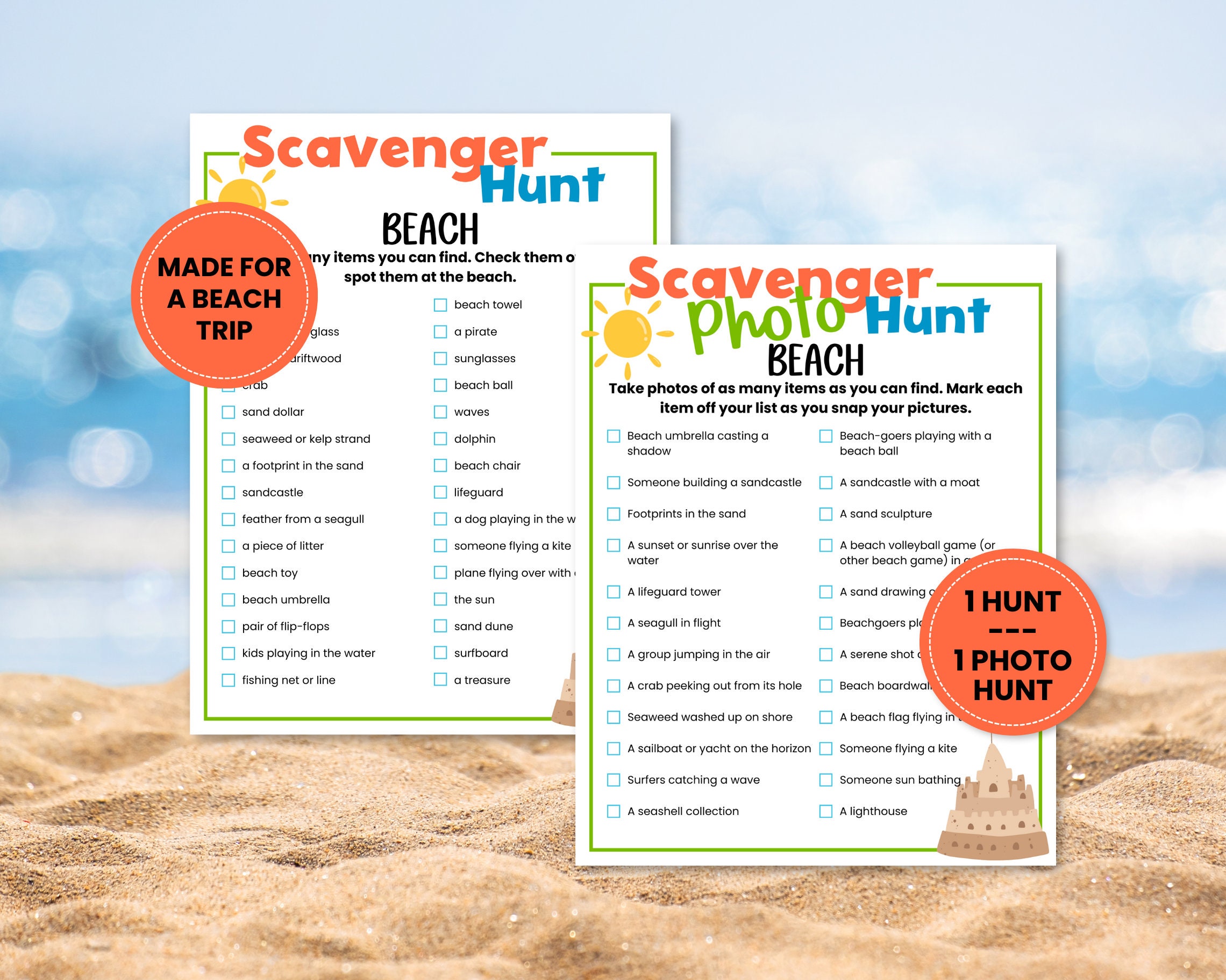 Beach Scavenger Hunt Printables - Outdoor Family Printable Game for ...