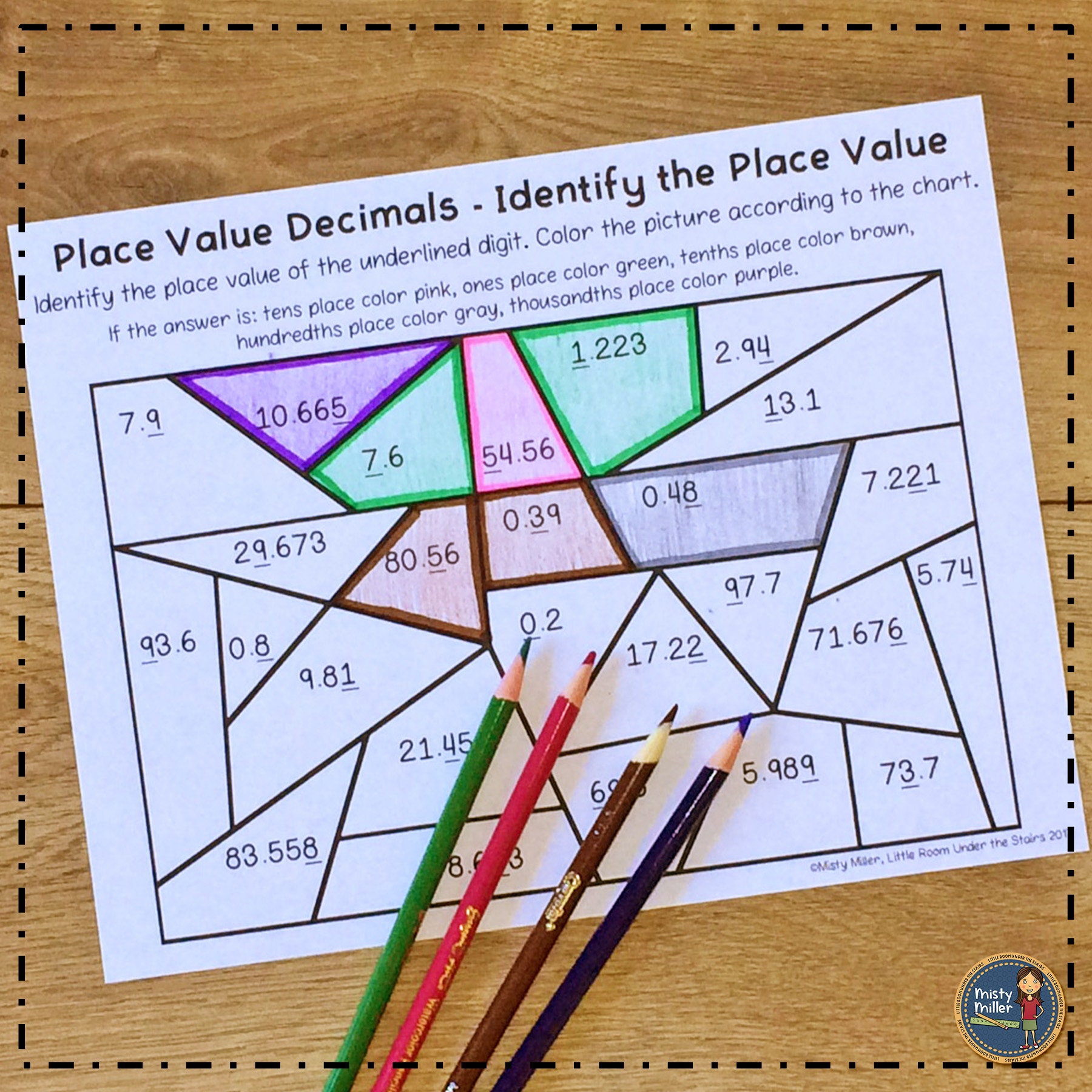 Color by Number Math Worksheets Decimal Place Value Practice 5th & 6th ...