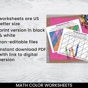 Decimal Operations Color by Number Math Worksheets Packet No Prep Math ...