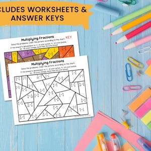 Fraction Operations Math Color by Number Pages - Math Worksheets - No ...